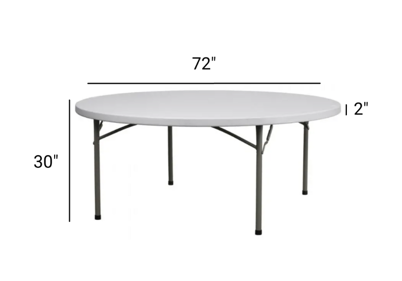 60” Round Plastic Folding Table – JAYZ Party Rental